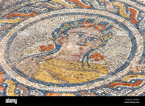 Volubilis Morocco Mosaic Detail In The Mosaic Of The Four Seasons