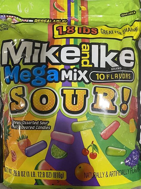 Mike And Ike Sour Mega Mix Chewy Candy 28 8 Oz Candies Resealable Bag 1