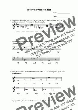 Interval Practice Worksheet Download Sheet Music PDF File