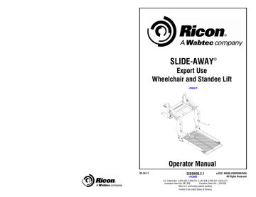 Ricon Slide Away Wheelchair Lift Operator Manual Manualzz