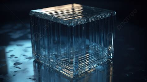 Cube Of Glass Displaying Light Background 3d Render Glass Cube With A