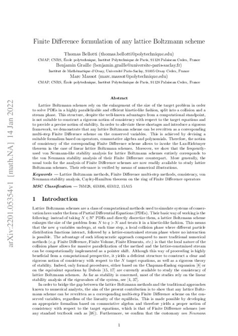 pdf finite difference formulation of any lattice boltzmann scheme