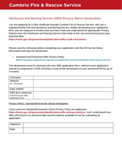 Disclosure And Barring Service DBS Privacy Notice Declaration Doc Template PdfFiller
