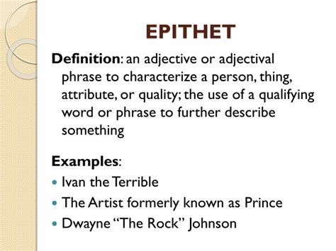Epithet 130 Examples Types Characteristics Importance