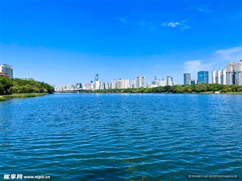 城市远景 湖水图片摄影图 自然风景 自然景观 摄影图库 昵图网