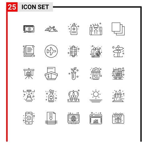 Group Of 25 Modern Lines Set For Shopping Online Sun Mobile Romance Editable Vector Design