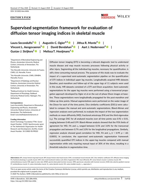 Pdf Supervised Segmentation Framework For Evaluation Of Diffusion Tensor Imaging Indices In