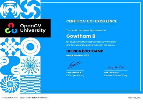 Computervision Opencv Machinelearning Ai Certification Gowtham B