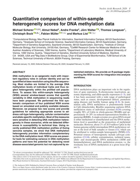 Pdf Quantitative Comparison Of Within Sample Heterogeneity Scores For