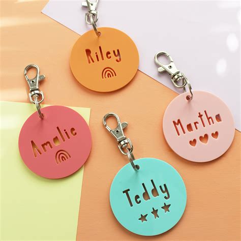 Round Acrylic Personalised Name Keyring Etsy Uk Name Keyrings