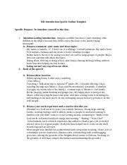 Self Introduction Speech Outline Template 31 1 Docx Self Introduction Speech Outline Template