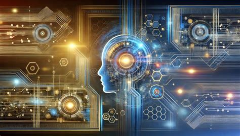 Featuring Glowing Circuits Holographic Elements And Vibrant Gradients In Blue Stock