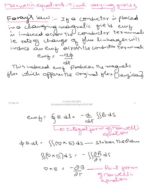Unit I 4 Time Varying Fields Maxwell Eqs Problems And Solutions