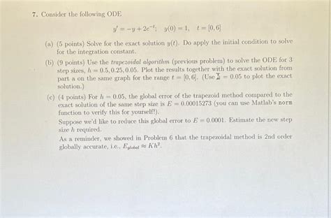 Solved 7 Consider The Following Ode