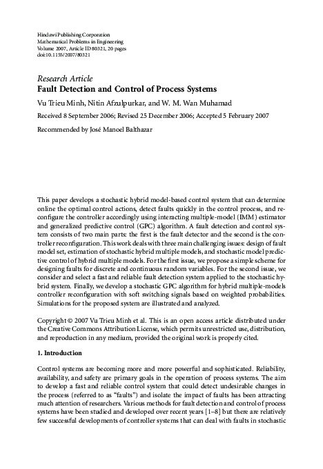 pdf fault detection and control of process systems