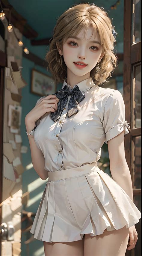 A Close Up Of A Woman In A Short Skirt Posing For A Picture Seaart Ai