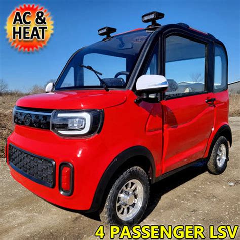 Four Passenger Red Electric Golf Car Small Lsv Low Speed Vehicle Golf