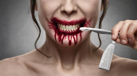 Premium Photo Woman Mouth With Bleeding Gums During Teeth Brushing Periodontal Disease