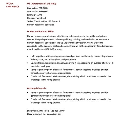 Usa Job Resume Samples