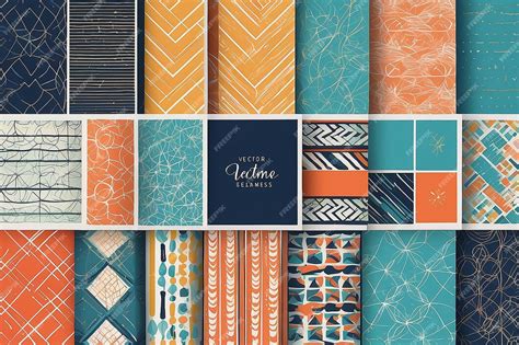 Premium Photo Vector Geometric Seamless Pattern Collection Set Of Colourful Background Swatches