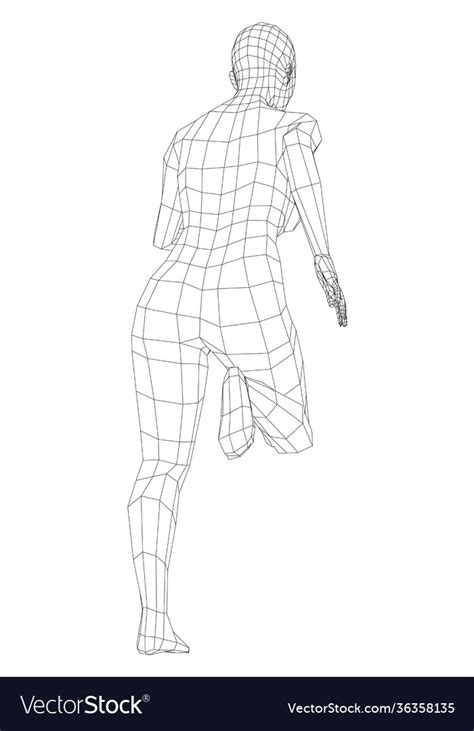 Wireframe Running Woman Royalty Free Vector Image