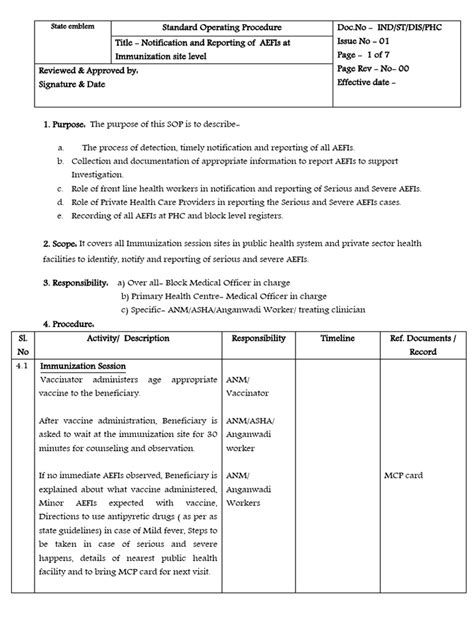 Notification And Reporting Of Aefi Phc Level Pdf Vaccines Clinical Medicine