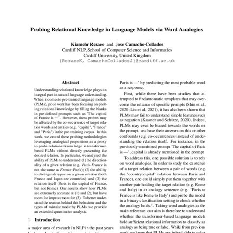 probing relational knowledge in language models via word analogies