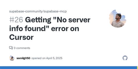 Getting No Server Info Found Error On Cursor Issue 26 Supabase