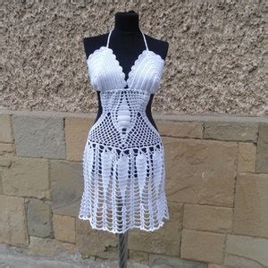Crochet Cover Up Lace Beach Dress Sexy Women Dress White Etsy