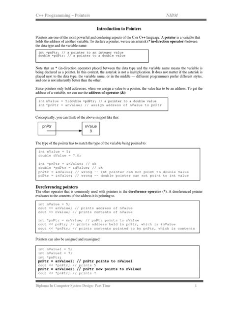 Pointers Pdf Pointer Computer Programming Integer Computer
