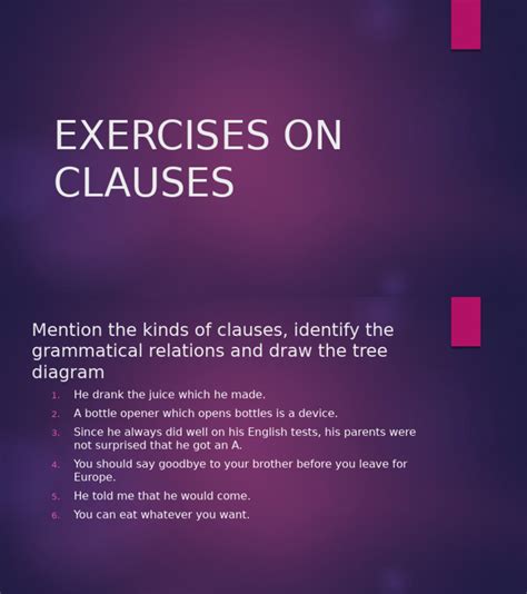 Clause Exercises For Grammar Students Pdf