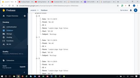 How Do I Retain My Subcolumns When Converting From Excel To Csv To Json For Firebase Database