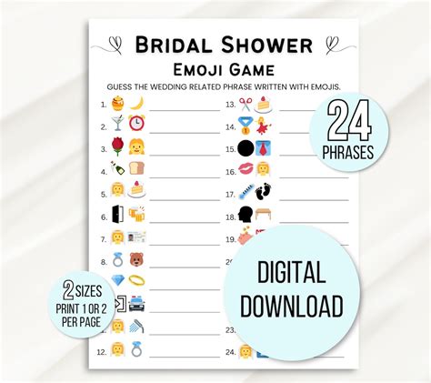 Bridal Shower Emoji Game Emoji Bridal Shower Game Bridal Emoji Game