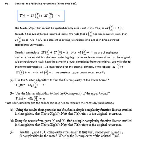 [solved] 2 Consider The Following Recurrence In The Blue