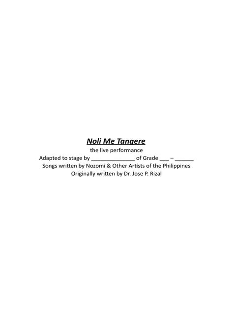 Noli Me Tangere Act One Script Pdf