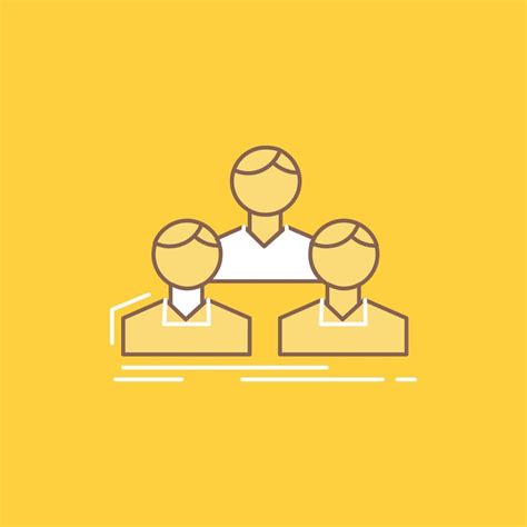 Company Employee Group People Team Flat Line Filled Icon Beautiful Logo Button Over Yellow