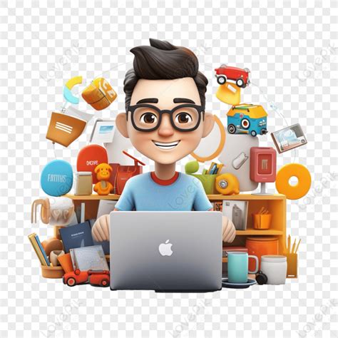 3d 캐릭터 모델링 디지털 마케팅 온라인 상점 관리자 그림금융기술콘텐츠 Png 일러스트 무료 다운로드 Lovepik