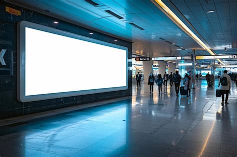 Premium Photo Simulated Empty Illuminated Display In Air Terminal