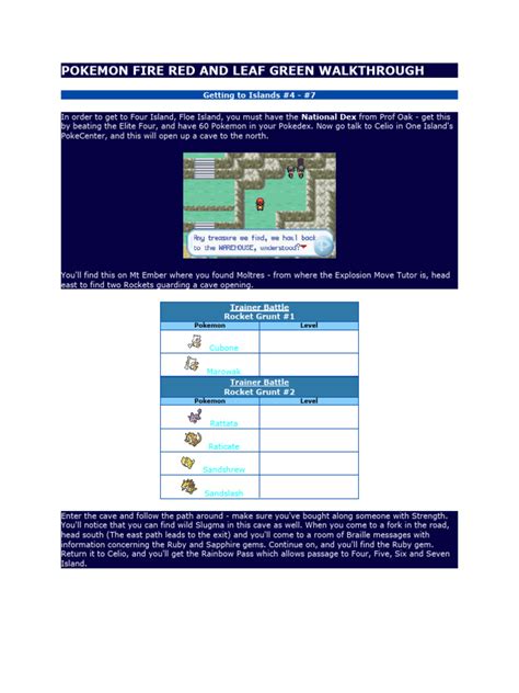 Part 22 Pokemon Fire Red And Leaf Green Walkthrough Pdf Nintendo