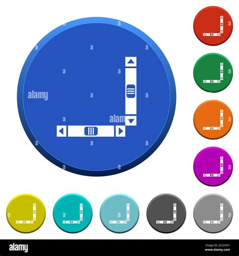 Vertical And Horizontal Scroll Bars Round Color Beveled Buttons With Smooth Surfaces And Flat