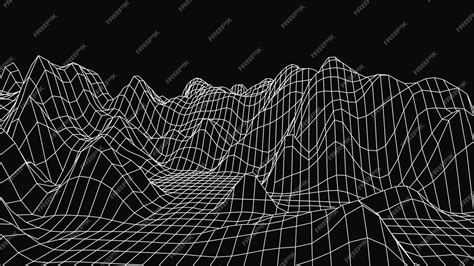 Premium Vector Abstract Wireframe Landscape On Black Background Technology Vector Grid Digital