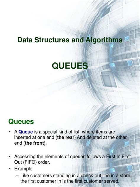 Data Structures And Algorithms Queues Pdf Queue Abstract Data
