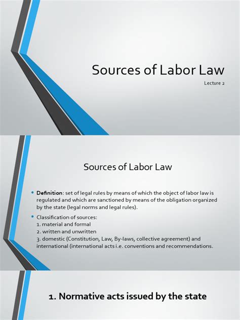 Sources Of Labor Law 2nd Lecture Pdf Labour Law Labour Economics