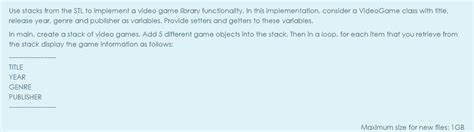 Solved Use Stacks From The STL To Implement A Video Game Chegg Com