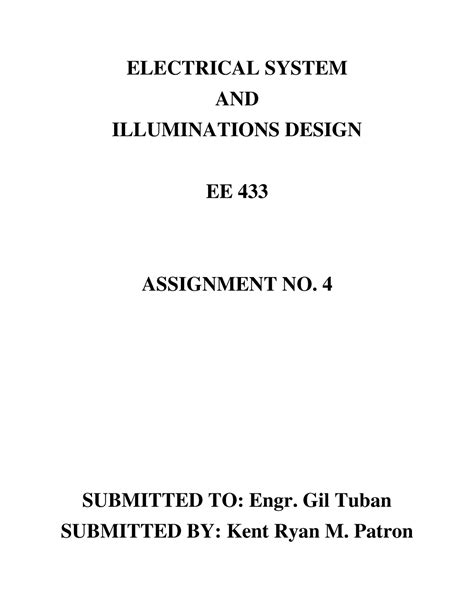 assignment 4 illumination design electrical system and