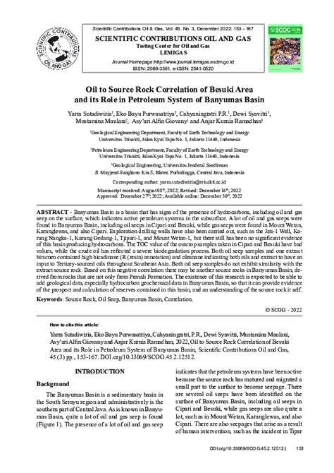 Pdf Oil Source Correlation In Banyumas Basin