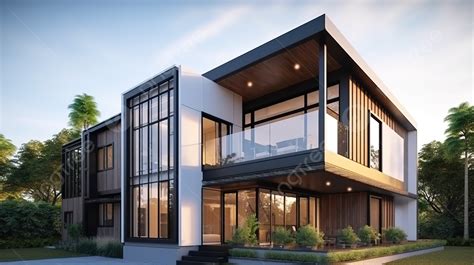 현대 집 외관 디자인 멋진 3d 아키텍처 렌더링 별장 시골집 코티지 하우스 배경 일러스트 및 사진 무료 다운로드 Pngtree