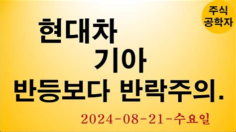 현대차 기아 주가전망 240821수 Youtube