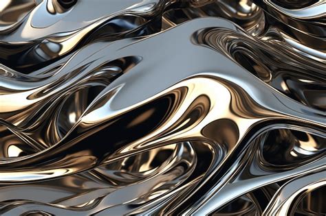 Premium Photo | Reflective chrome surface with abstract shapes