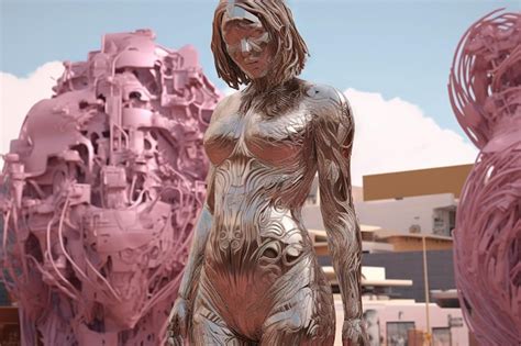 Premium Ai Image Crome Robot Woman Portrait In The City Artificial Intelligence Rise And Shiny